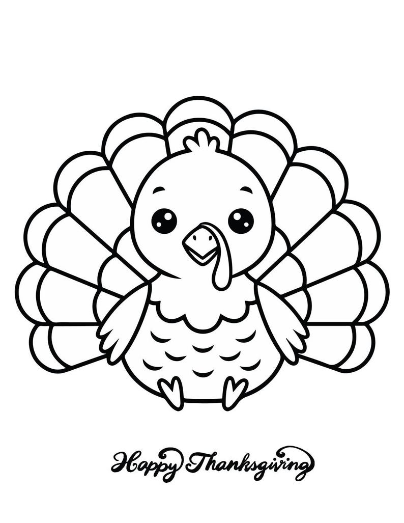 Thanksgiving Turkey Coloring Page - Etsy