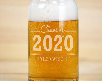 Personalized Graduation Beer Can Glass class of 2020 gift | Etsy