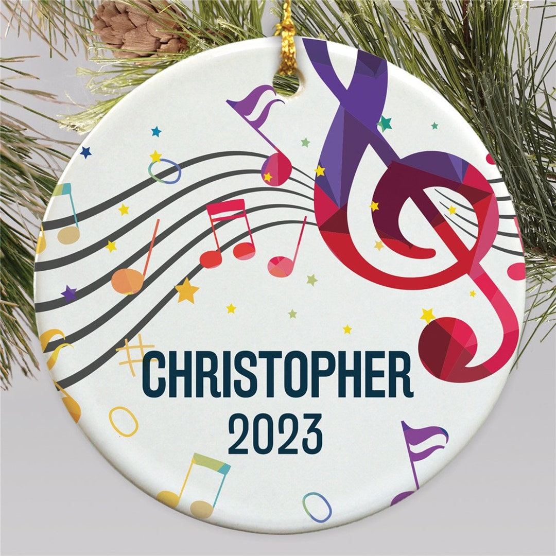 Personalized Colorful Music Notes Round Ornament, Custom Ornament ...