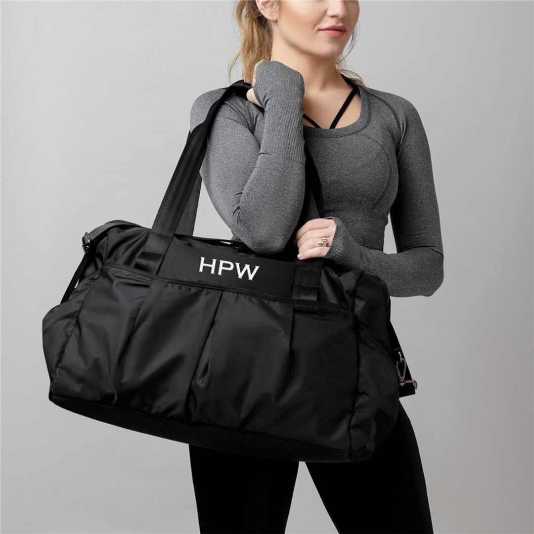 Initials Nylon Sports Embroidered Duffel Bag, Black Duffel Bag ...