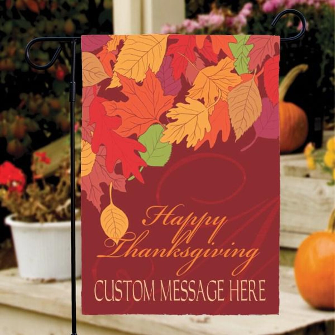 Happy Thanksgiving Garden Flag, Fall Leaves Garden Flag, Thanksgiving ...