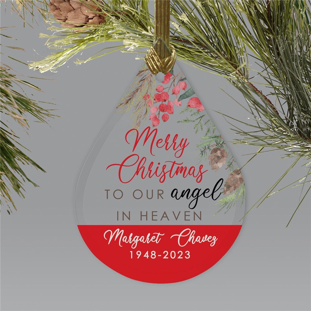 Personalized Angel in Heaven Tear Drop Glass Ornament Custom - Etsy