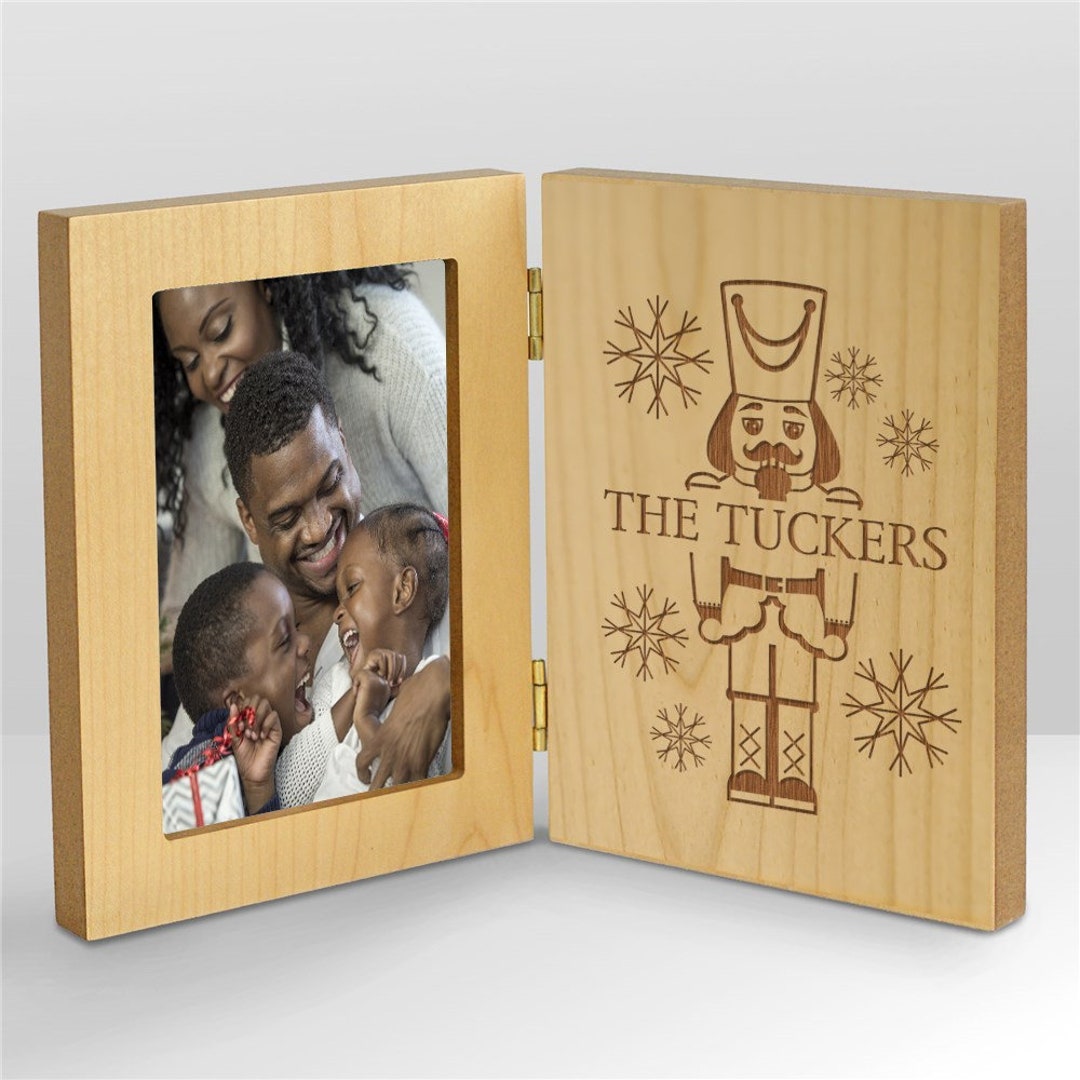 Engraved Nutcracker Hinged Wood Frame, Custom Picture Frame, Holiday ...