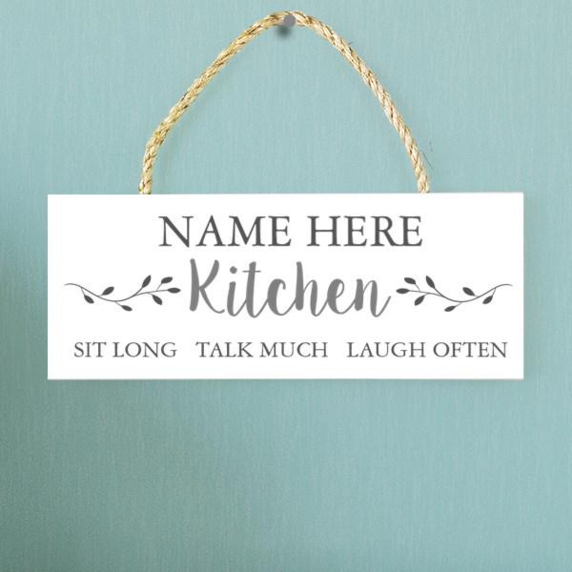 Personalized Kitchen Sign, Rope Hanging Sign, Home Decor, Housewarming ...
