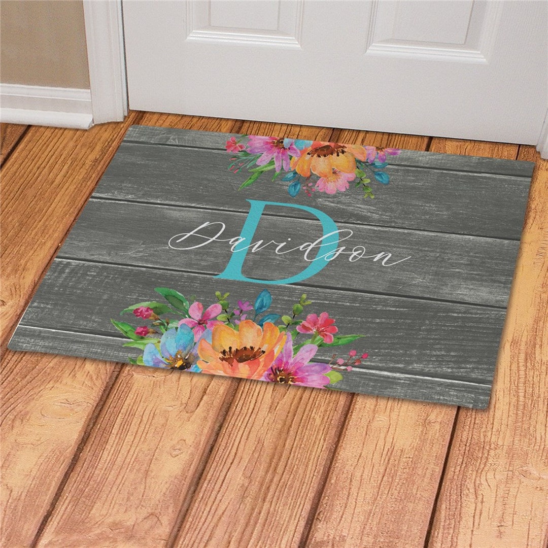 Personalized Rustic Florals Doormat, Summer Doormat, Home Decor ...