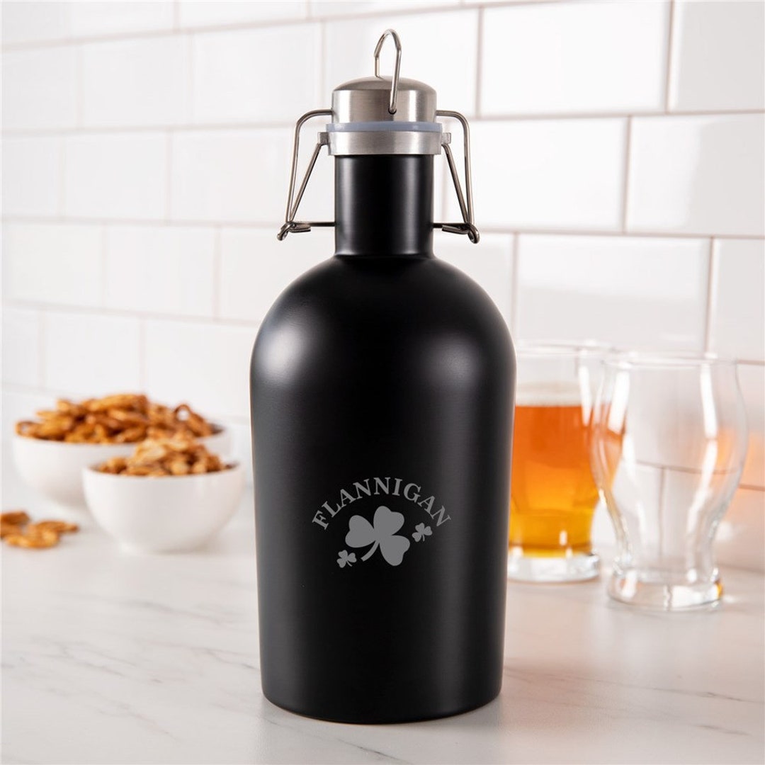 Engraved Shamrock Stainless Steel Growler, Engraved Growler ...