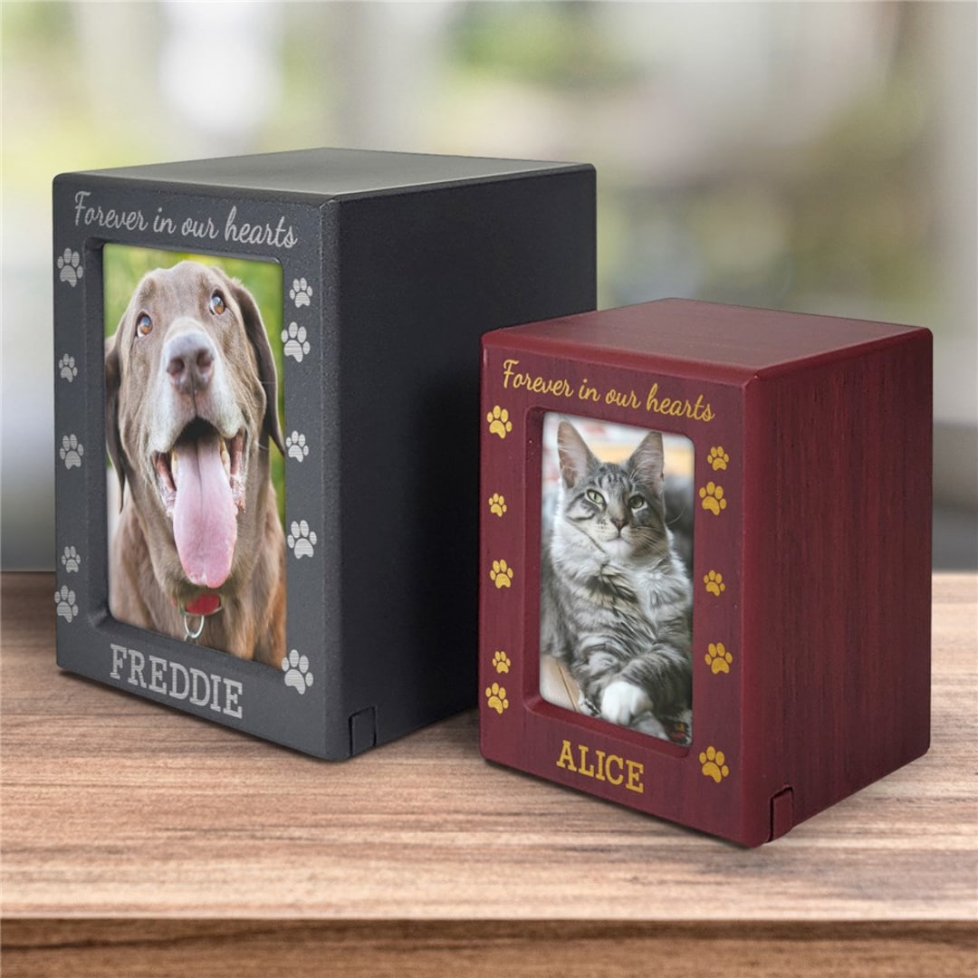 Engraved Paw Prints Dog Photo Urn With Name Personalization, Urn for ...