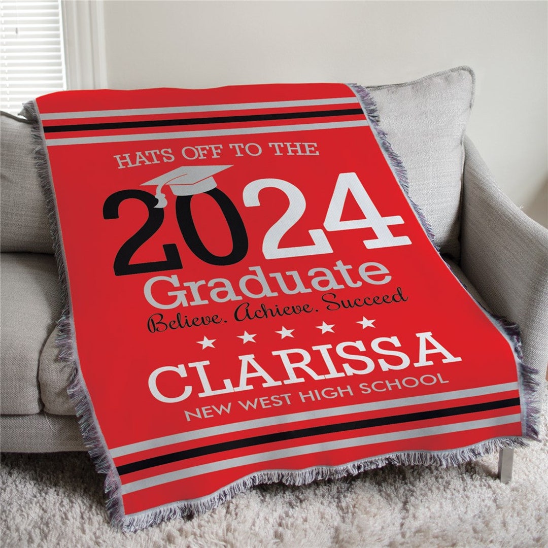 Personalized Hats off to the Graduate Afghan Throw, Blanket, Graduation ...