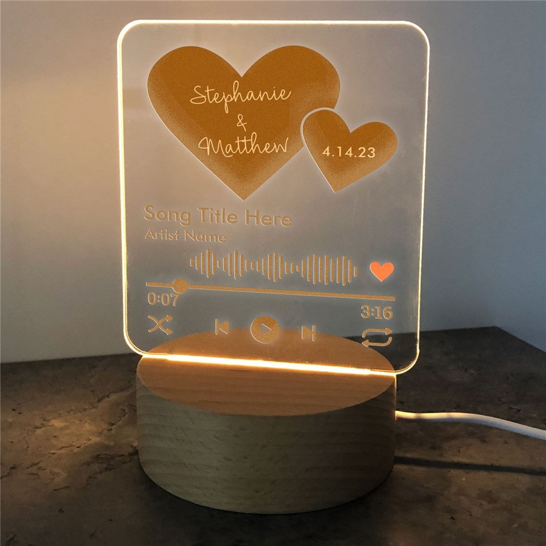 Personalized Our Song Hearts Light up Square Sign, Valentine's Day Gift ...
