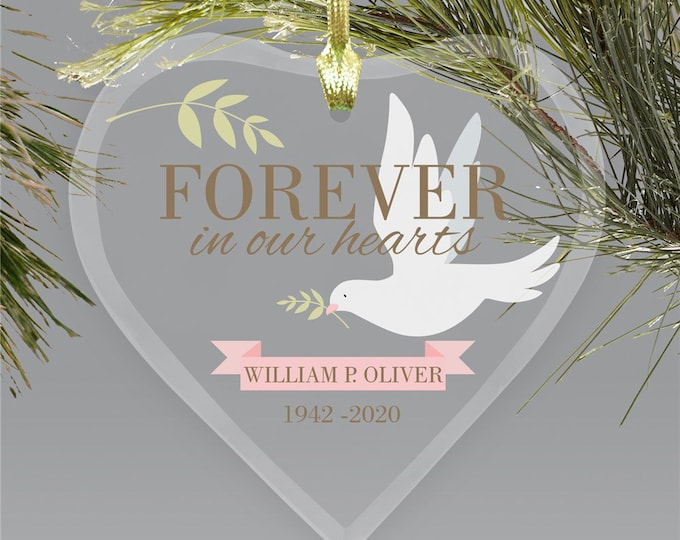Personalized in Memory of Dove Glass Oval Ornament - Etsy