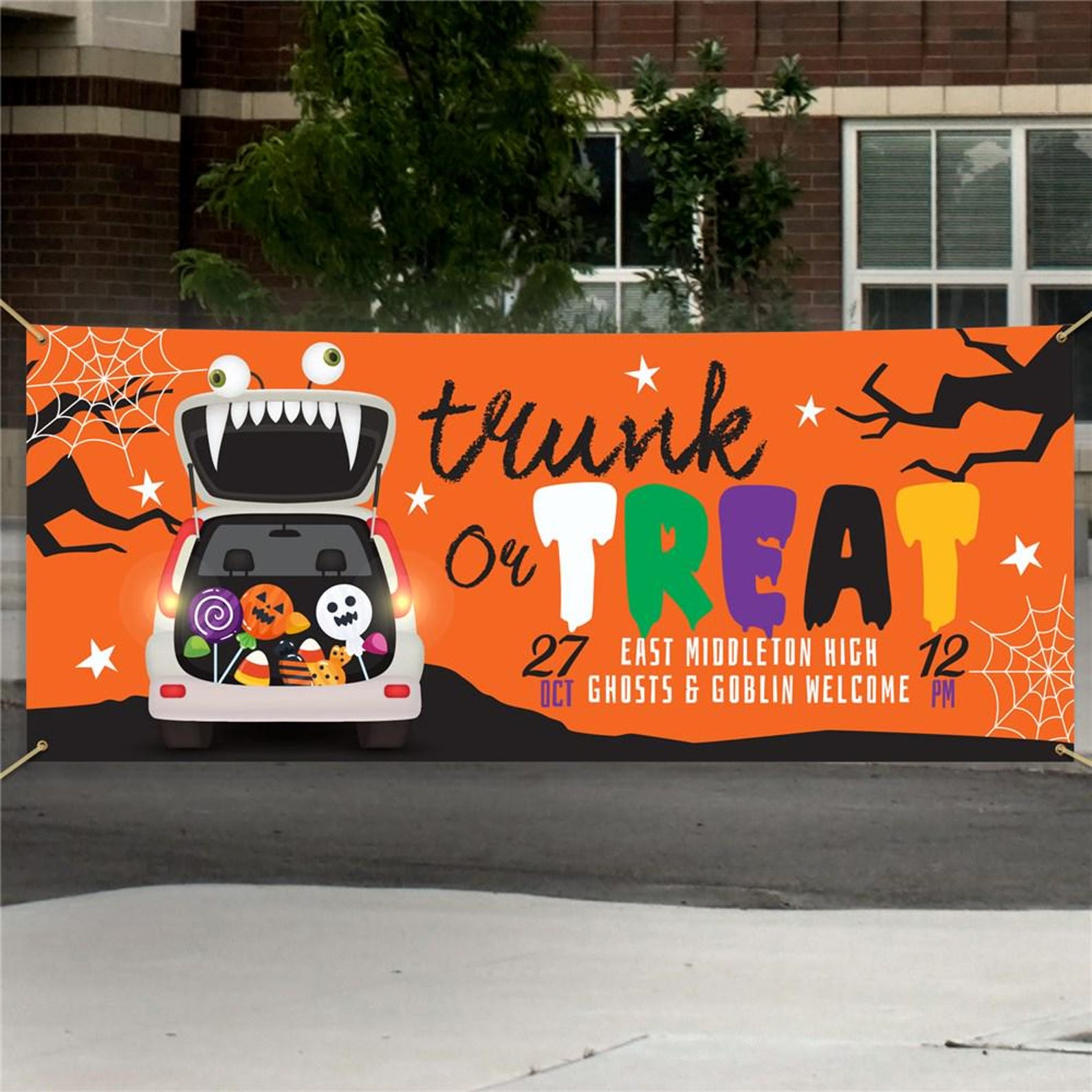 Personalized Trunk or Treat Banner, Halloween Event, Banner, Halloween ...