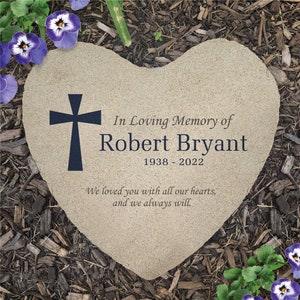 Personalized in Loving Memory Heart Flat Stone, Heart Shaped Stone ...