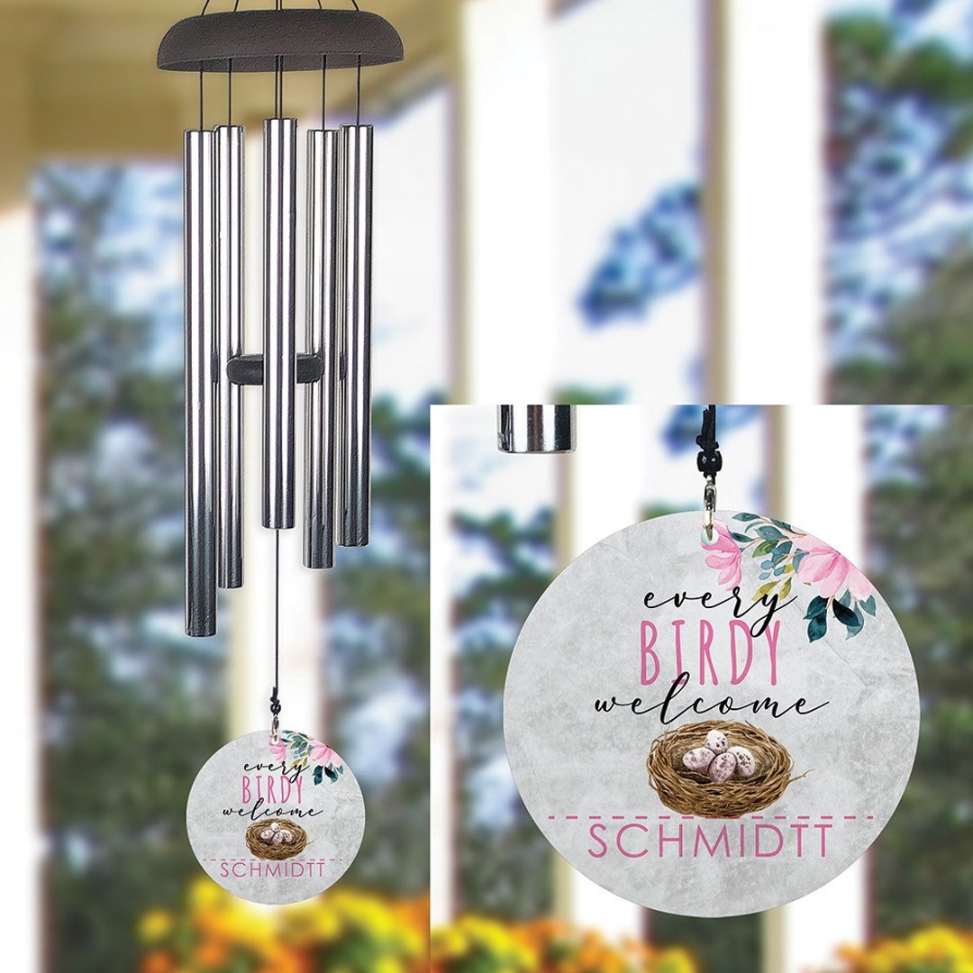 Personalized Every Birdy Welcome Wind Chime, Personalized Family Wind ...