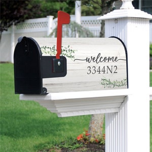 Personalized Welcome Greenery Mailbox Cover, Outdoor Decor, Magnet ...