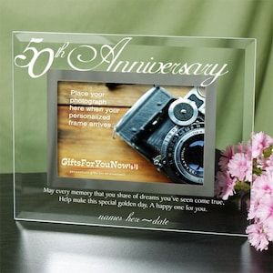 50th Anniversary Glass Picture Frame, Personalized Anniversary Frame ...