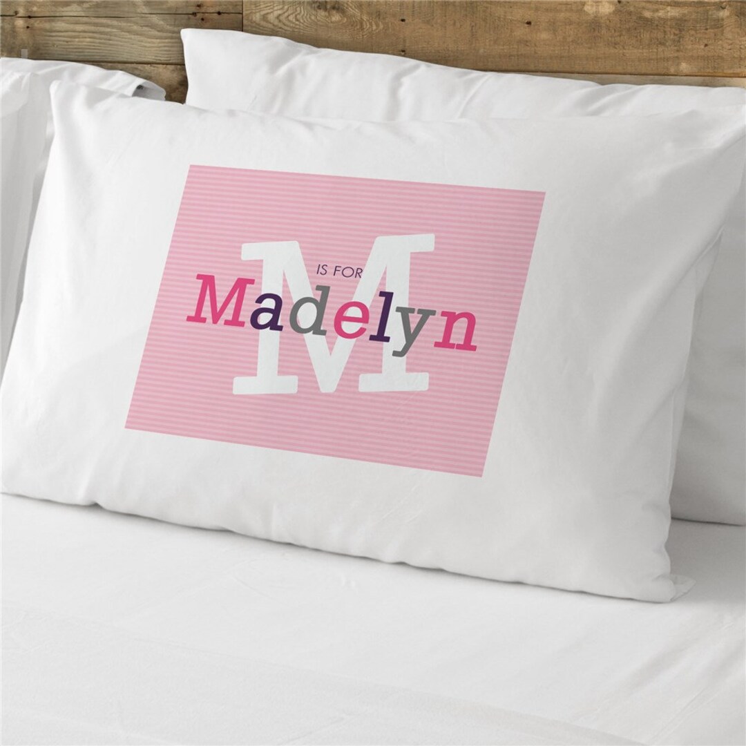 Initial and Name Cotton Personalized Pillowcase for Kids, Girls ...