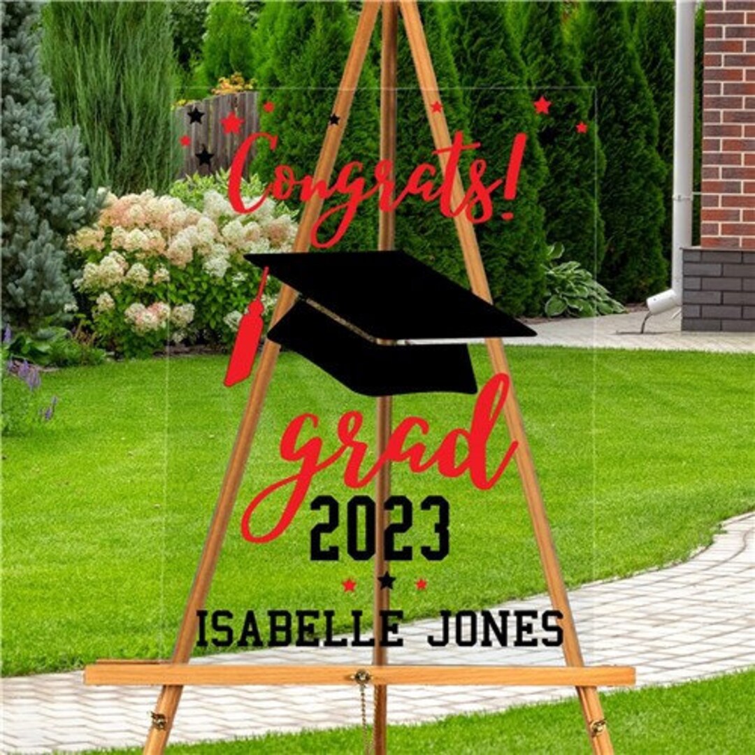 Personalized Congrats Grad Acrylic Sign, Graduation Party Decor, Class ...