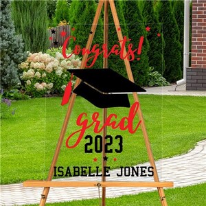 Personalized Congrats Grad Acrylic Sign, Graduation Party Decor, Class ...