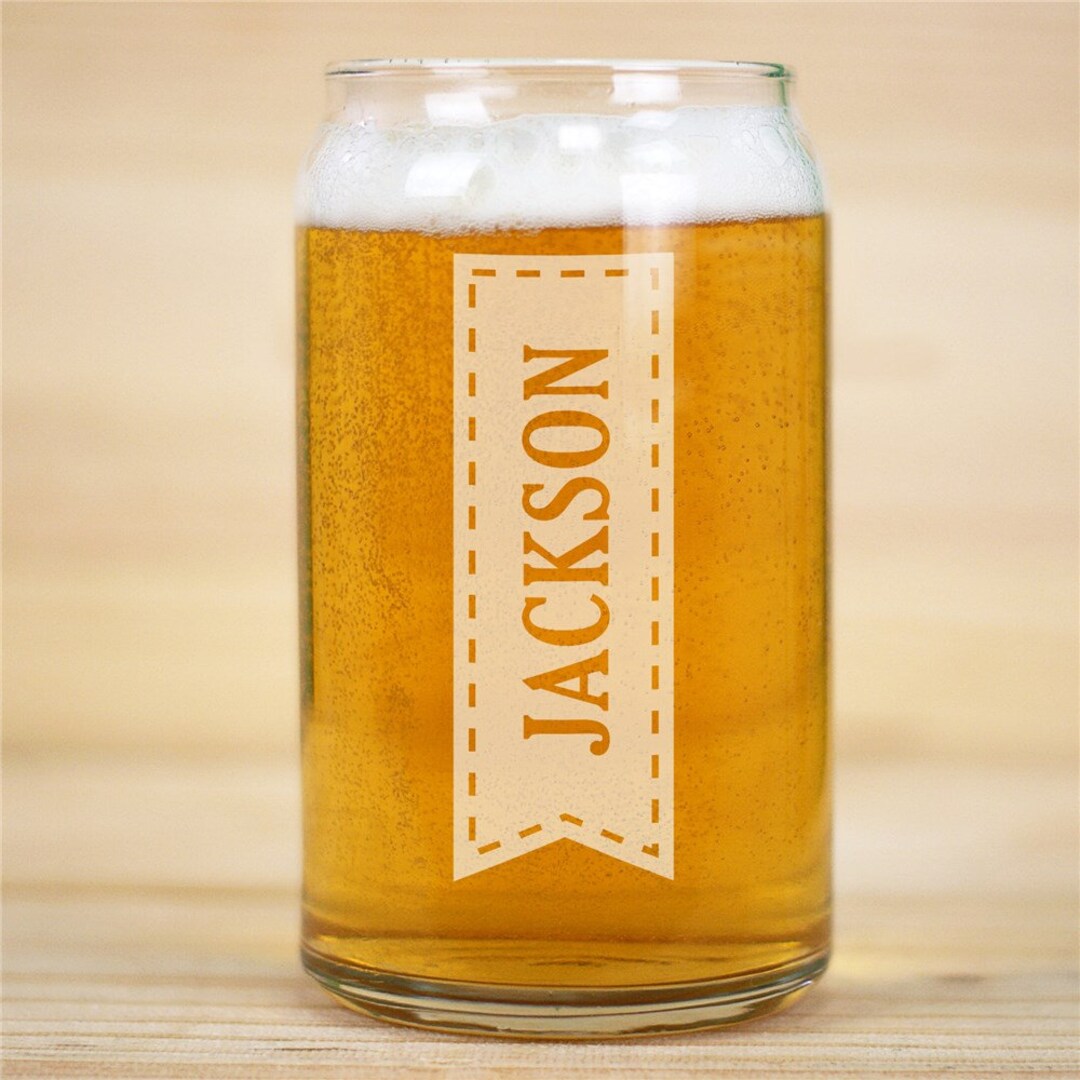 Personalized Name in Banner Beer Can Glass, Personalized Beer Can Glass ...