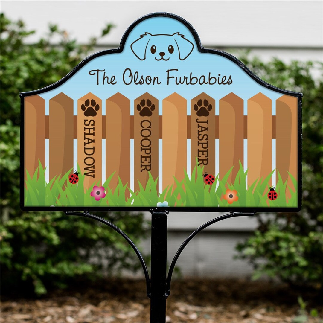 Personalized Pets Names on Fence Magnet Yard Sign Set, Custom Sign ...