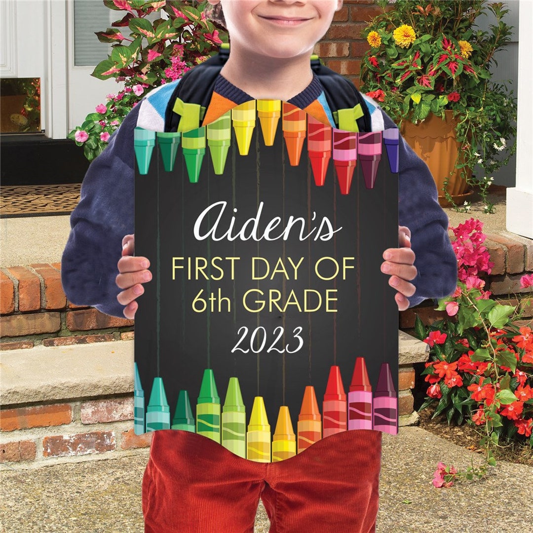Personalized Crayon First Day of School Sign, School Sign, First Day of ...