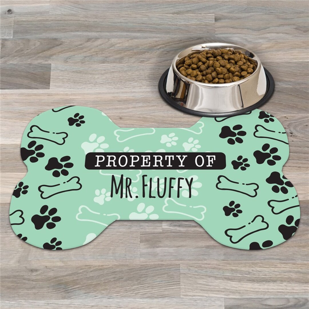 Personalized Property of Bone Shaped Mat, Dog Mat, Pet Mat, Food Bowl ...
