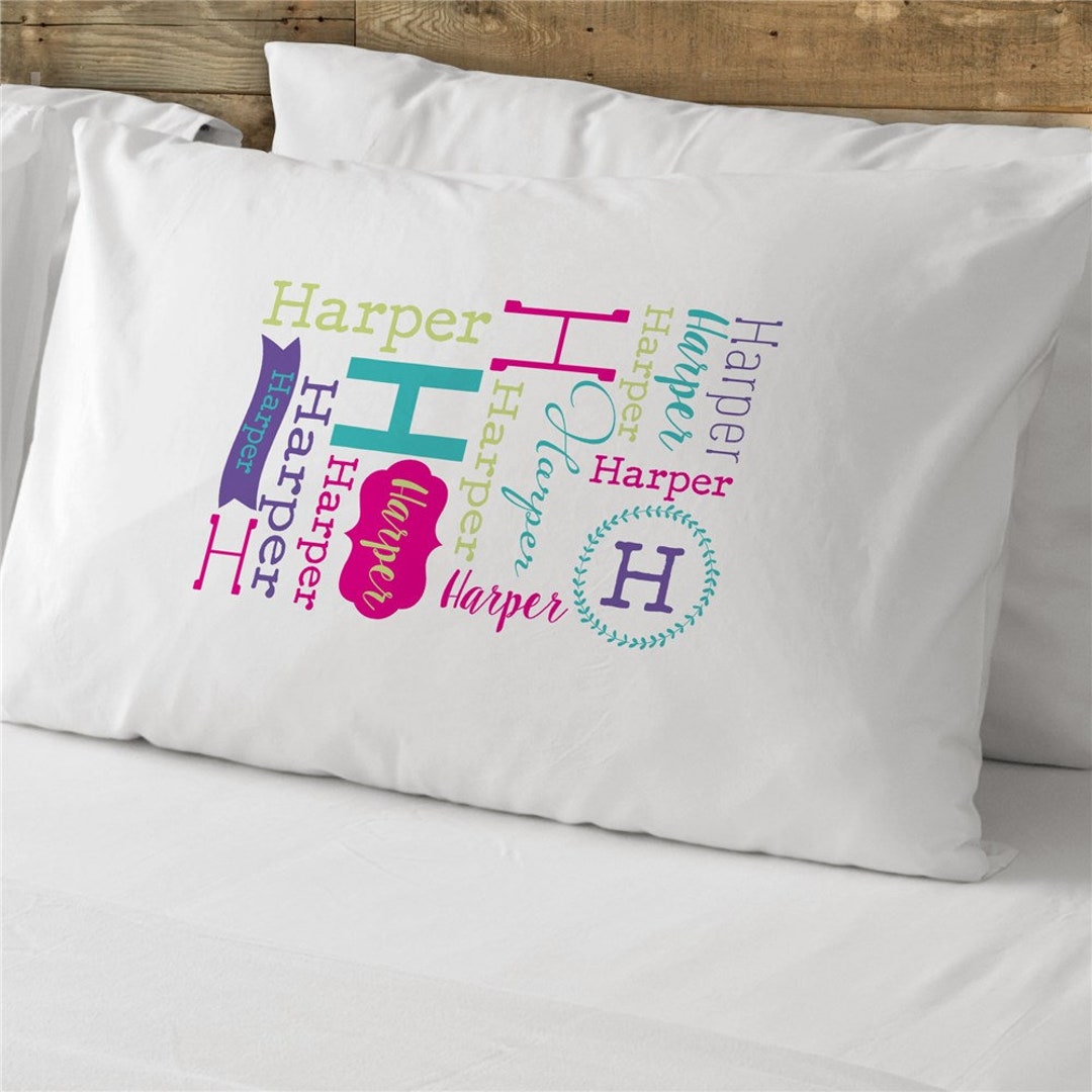 Repeating Name Cotton Personalized Pillowcase, Kids Pillowcase, Kids ...