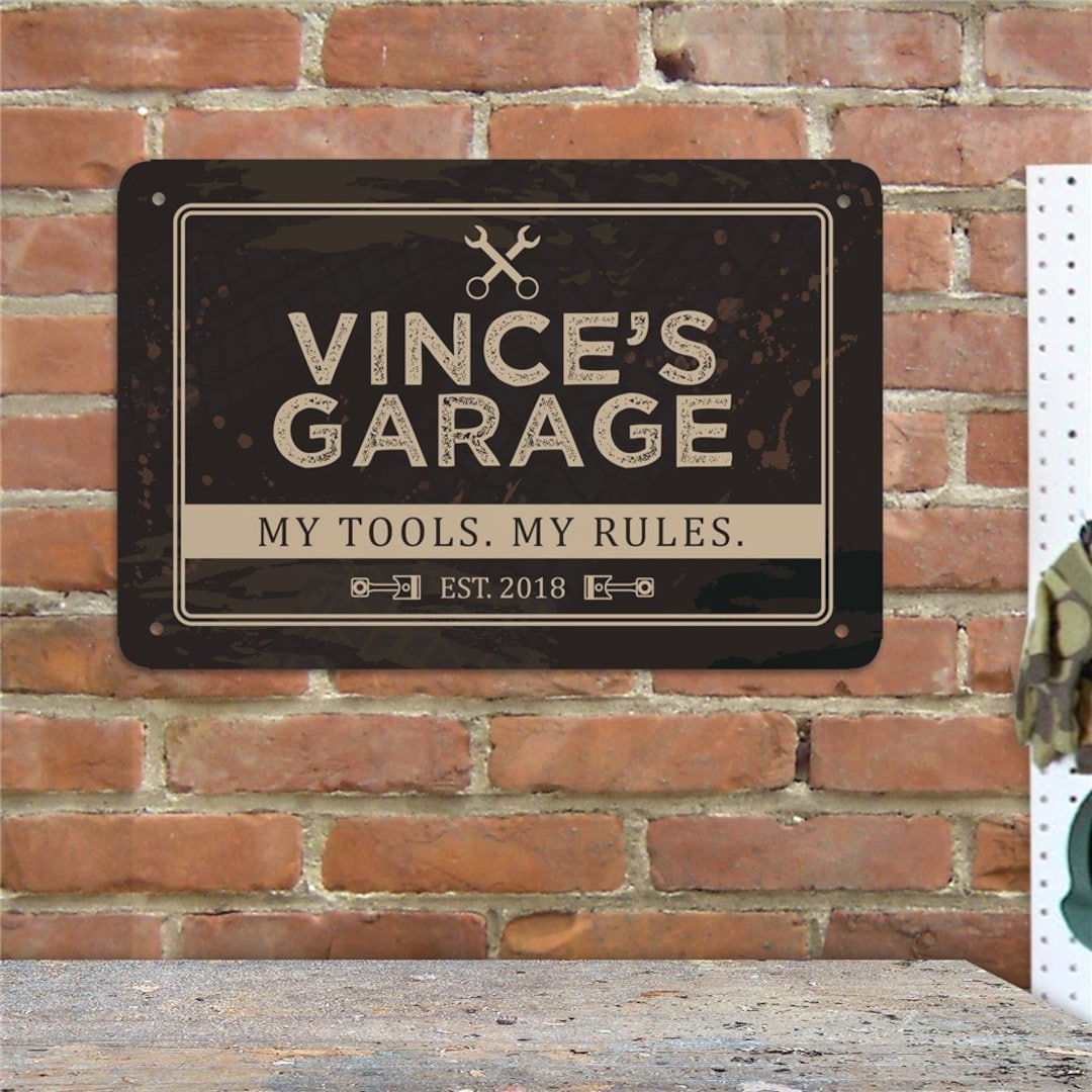 Personalized My Tools My Rules Wall Sign, Man Cave, Indoor, Outdoor ...