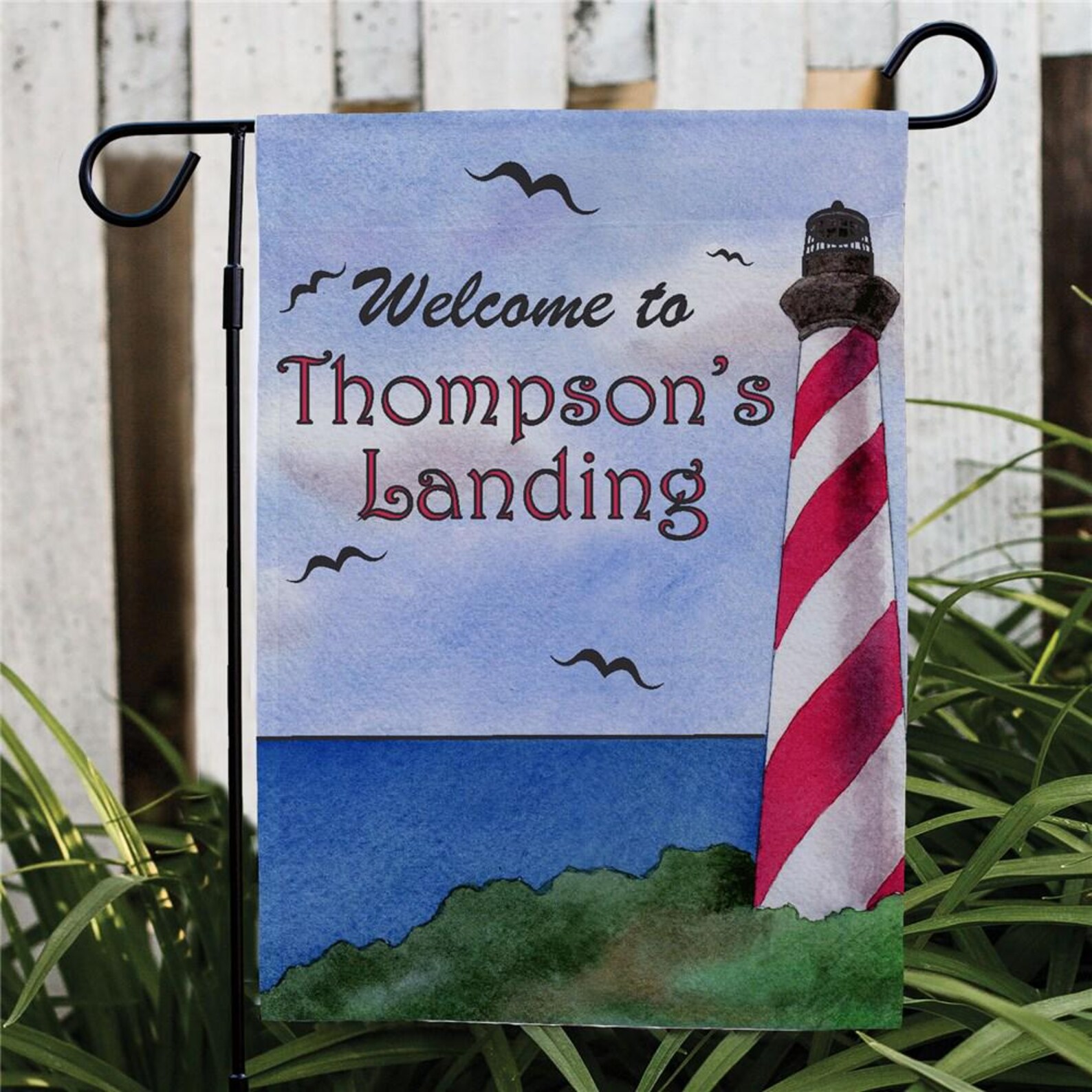 Personalized Lighthouse Garden Flag, Personalized Yard Decor, Family ...