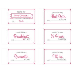 Personalized Love Coupon Book for Her, Valentines Gift for Her ...