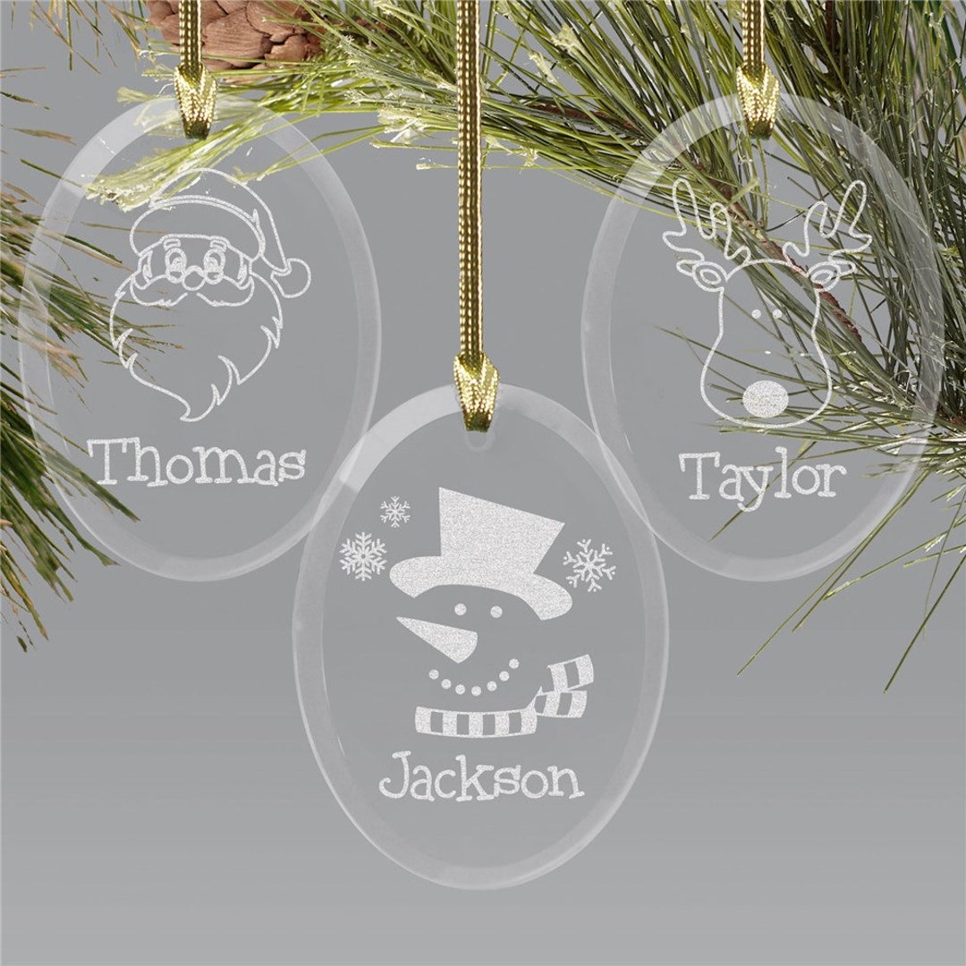Engraved Glass Christmas Ornament, Personalized Glass Ornament, Gift ...
