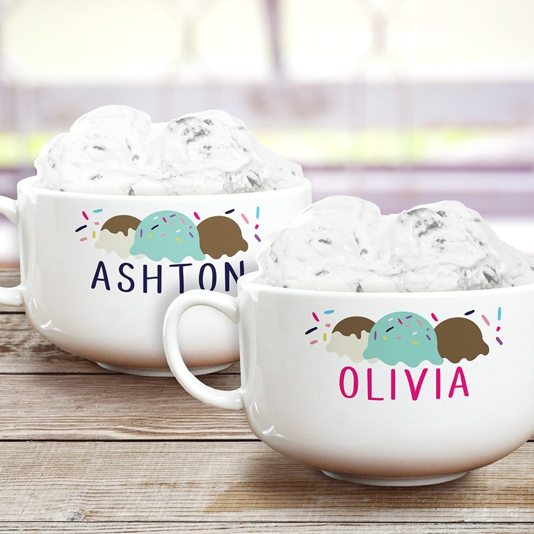 Personalized Scoop Ice Cream Bowl, Personalized Gift, Bowl With Handle ...