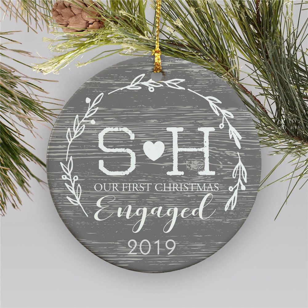 Initial First Christmas Engaged Personalized Ornament | Etsy