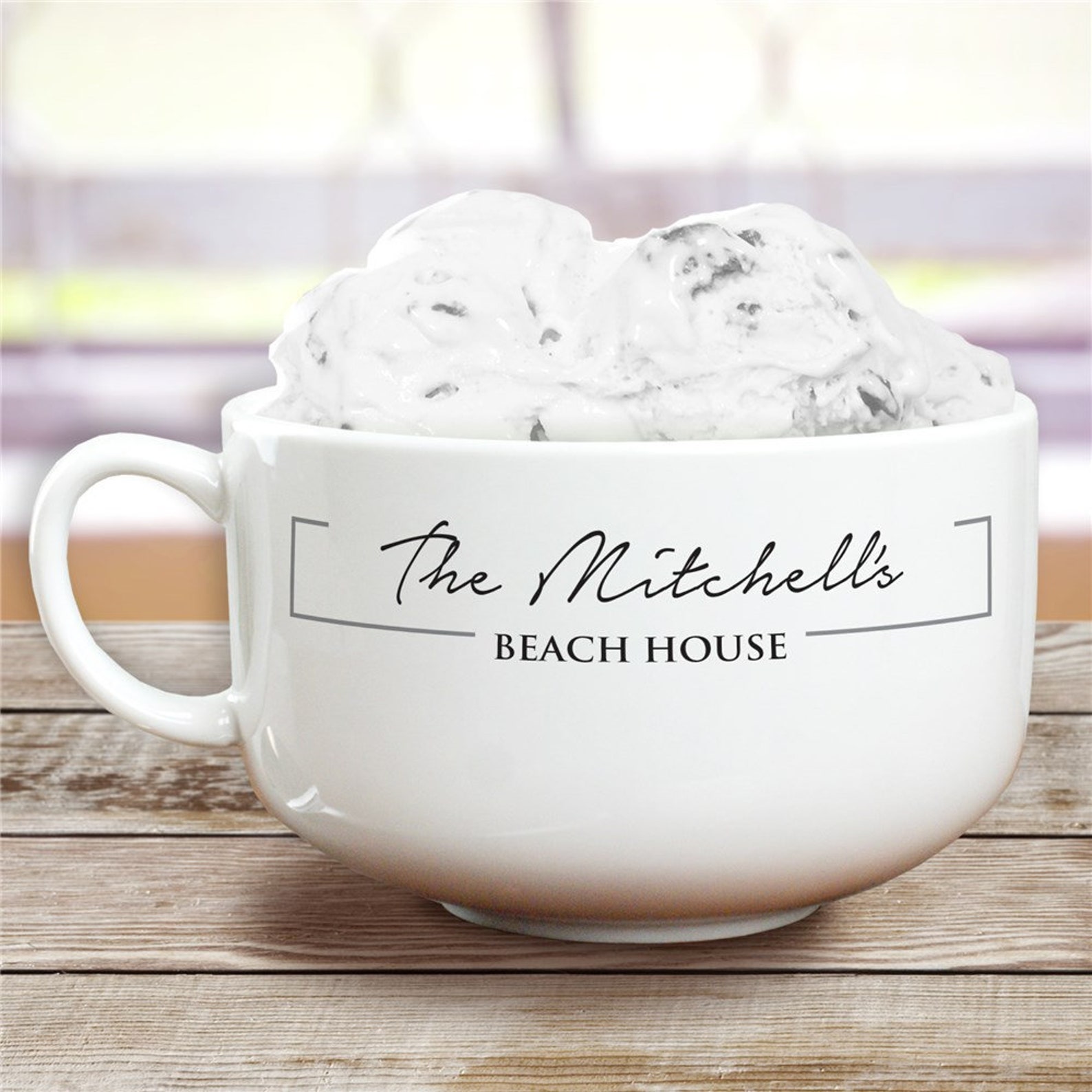 Family Name With Brackets Personalized Ice Cream Bowl, Lake House ...