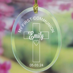 Engraved My First Communion Glass Ornament, Personalized Communion ...