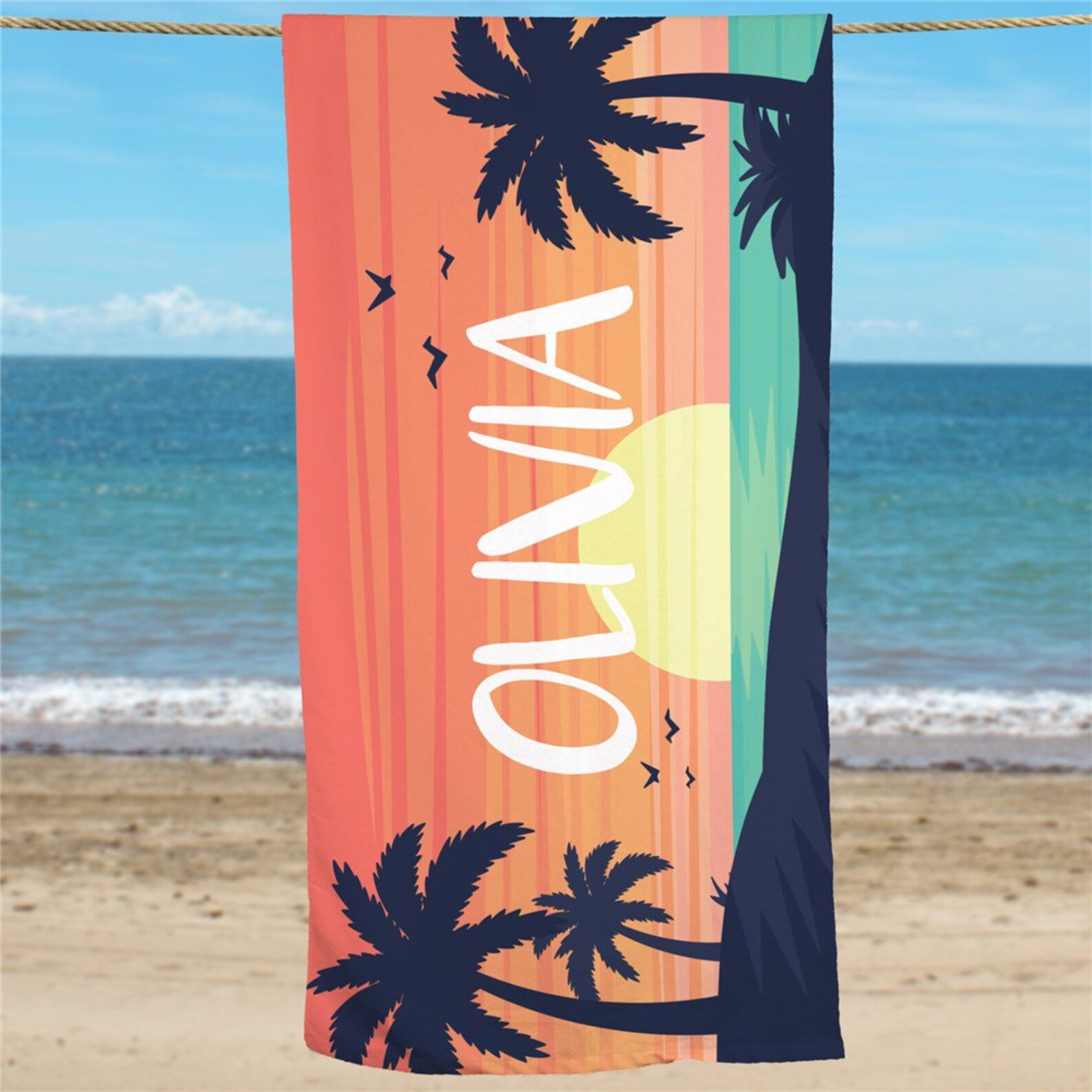 Sunset Personalized Beach Towel, Personalized Beach Towel, Kids Beach ...