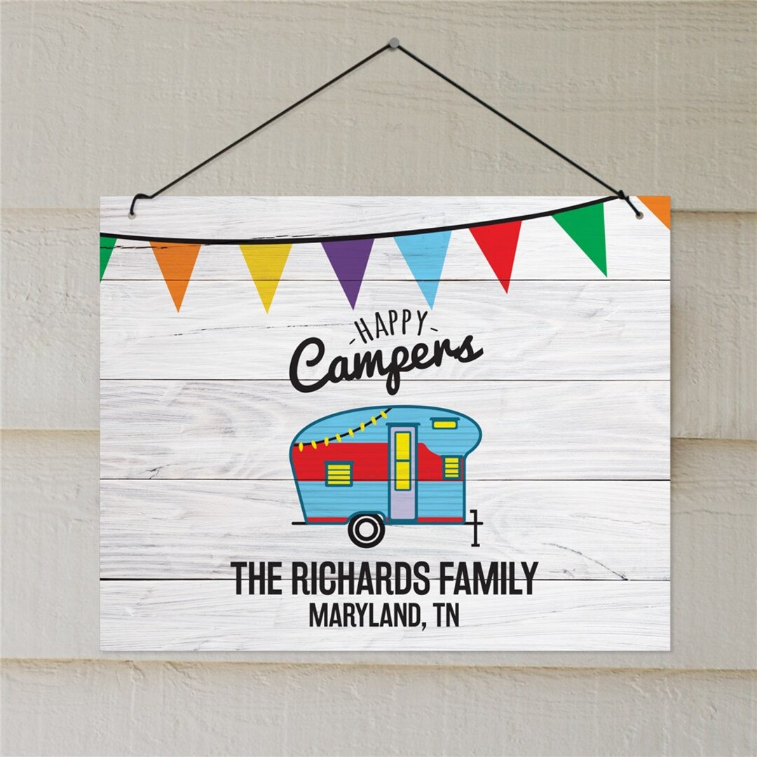 Happy Camper Personalized Wall Sign, Welcome Sign, Home Decor, Outdoor ...