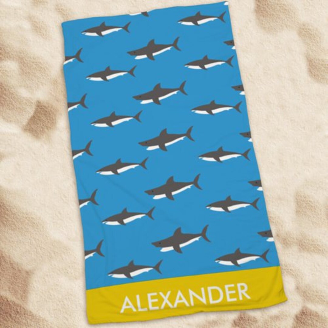 Personalized Shark Beach Towel Personalized Kids Towel Shark - Etsy