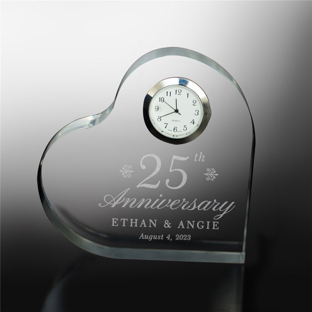 Engraved Anniversary Heart Clock Keepsake, Anniversary Gift, Clock ...