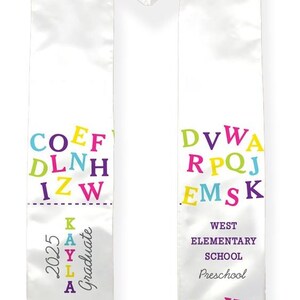 Personalized Alphabet Youth Graduation Stole, Preschool Graduation ...