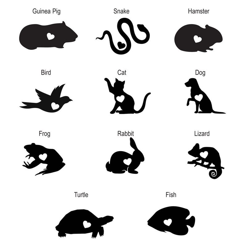 Engraved Assorted Animals With Heart Heart Pet Memorial Garden Stone ...