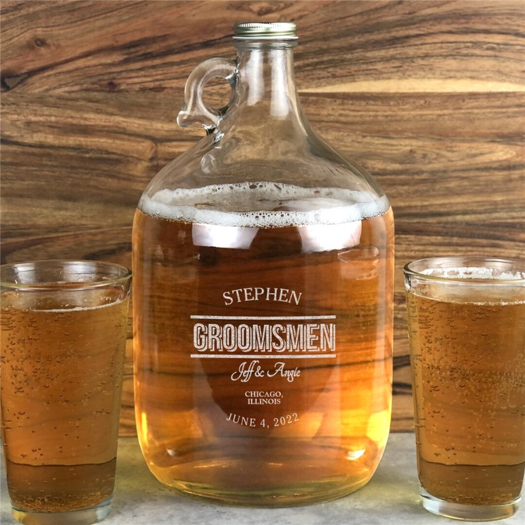Engraved Groomsmen Glass Growler, Engraved Beer Growler, One Gallon ...