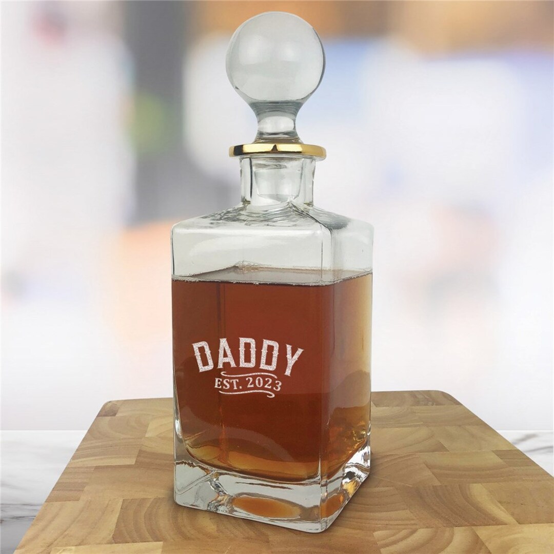 Engraved Dad Established Gold Rim Decanter, 32oz. Whiskey Decanter ...