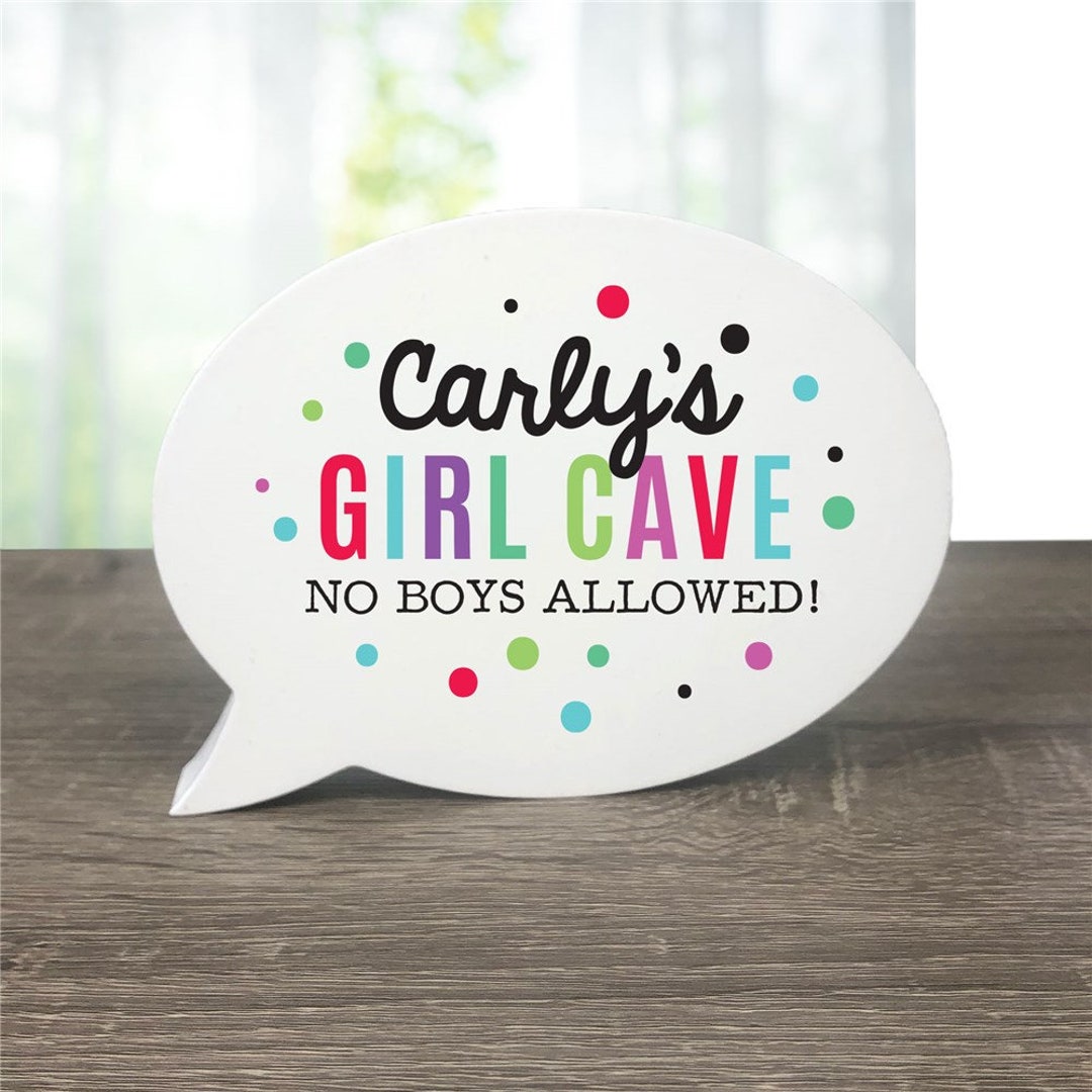 Personalized Girl Cave Word Bubble Sign, Wooden Keepsake, Office Sign ...