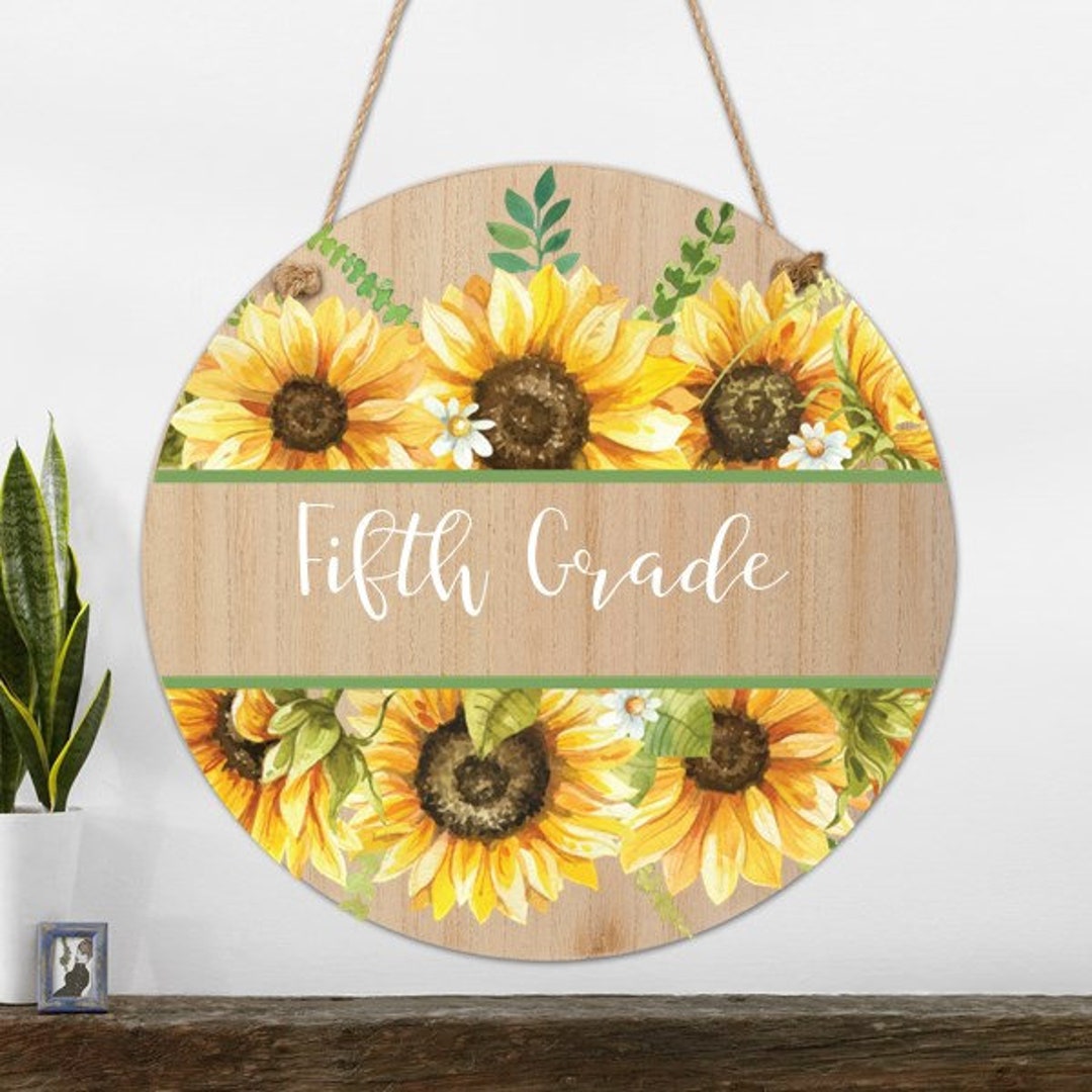 Sunflowers Round Personalized Wall Sign, Classroom Welcome Sign ...