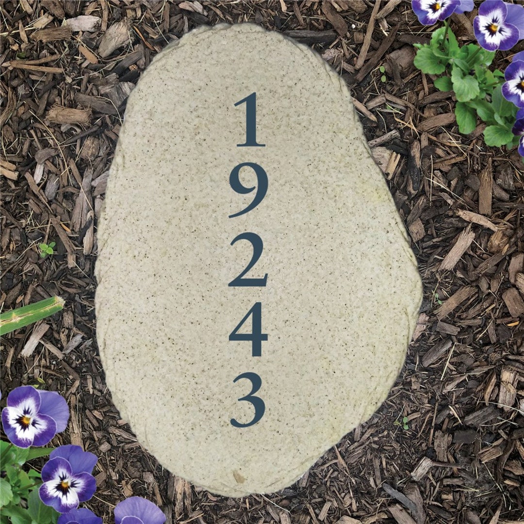 Personalized Address Vertical Flat Garden Stone, Custom Garden Decor ...