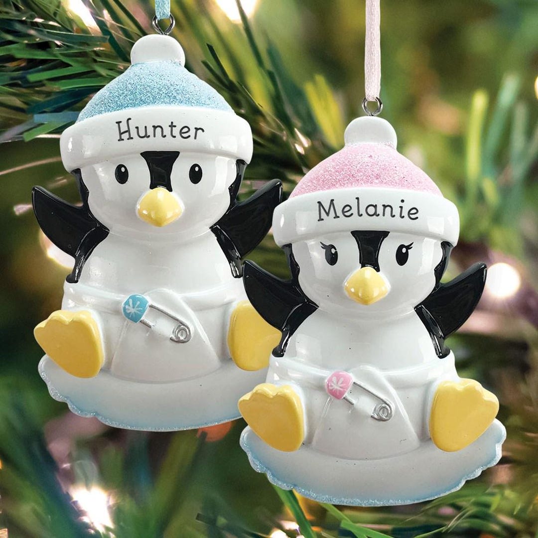 Personalized Penguin Baby Christmas Ornament, Custom Christmas Ornament ...