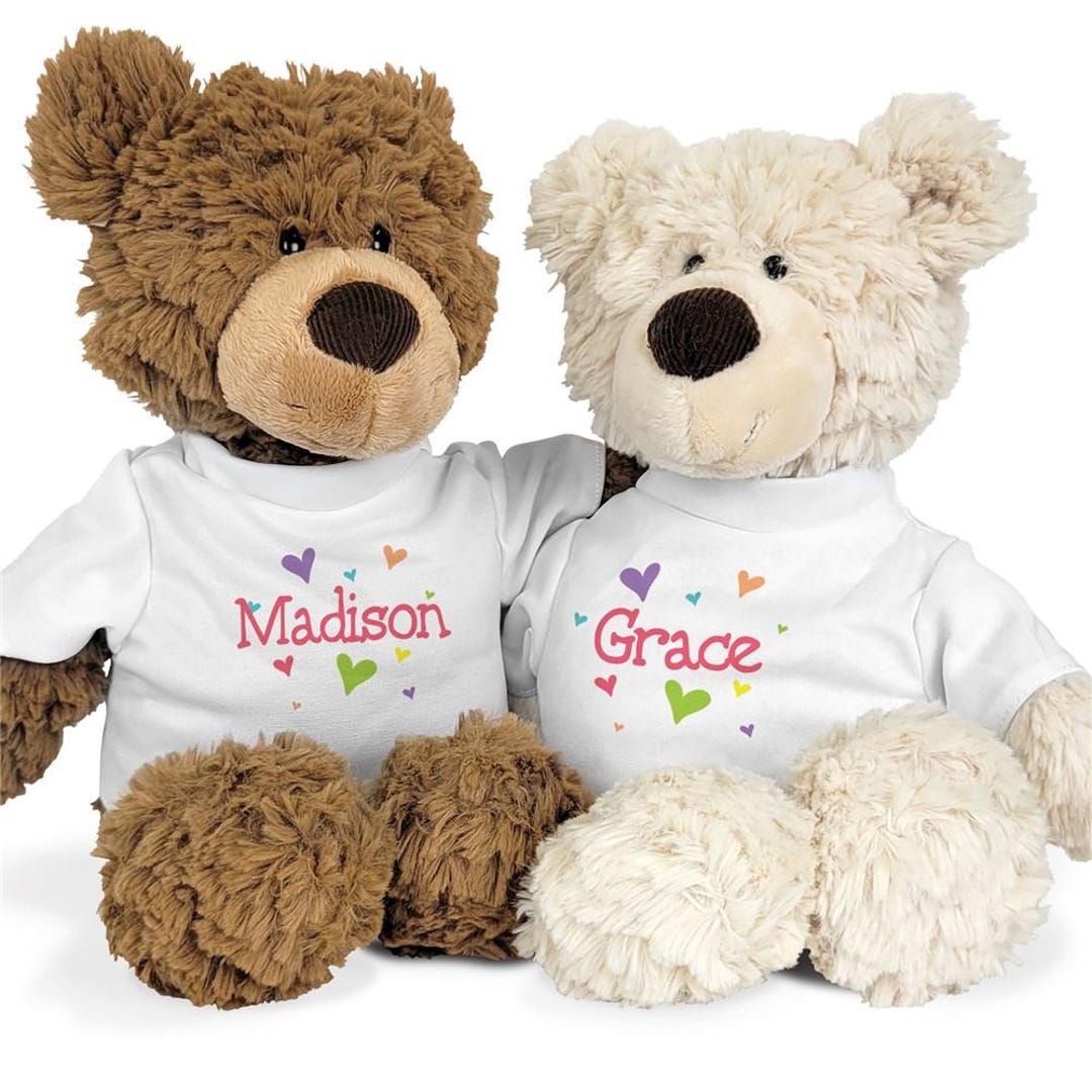 Personalized Stuffed Bear With Name, Plush Bear With Personalized Shirt ...