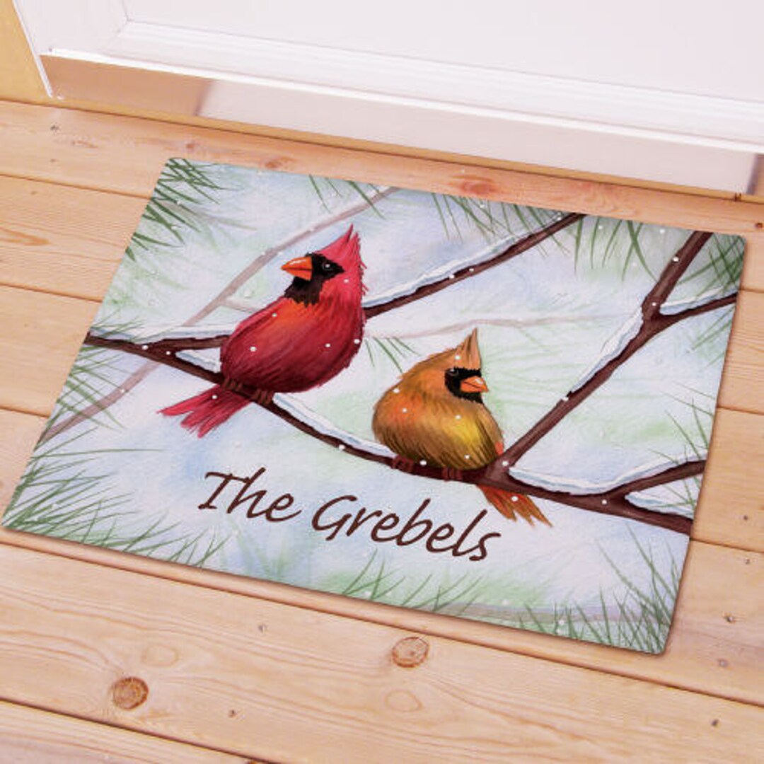 Personalized Cardinals Christmas Doormat, Welcome Doormat, Housewarming ...