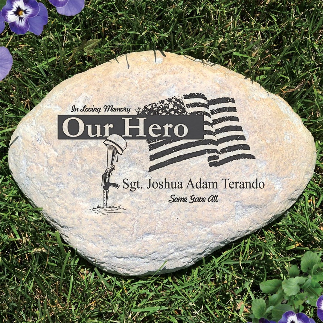 Engraved Military Memorial Garden Stone, Personalized Stones, Resin ...